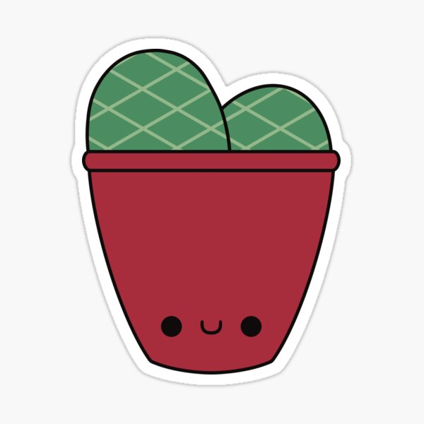 Cute Kawaii Cactus In Red Pot Sticker For Sale By Kawaiibydice
