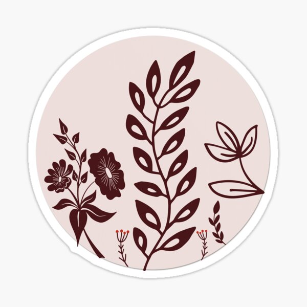 "Minimal Leaves and Flowers Sticker" Sticker for Sale by erdemovica ...