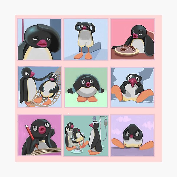 "Pingu Sad Chronic illness sticker set" Photographic Print for Sale by ...