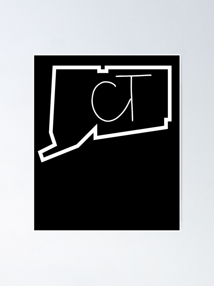state-of-connecticut-ct-abbreviation-outline-poster-by-hpabedi