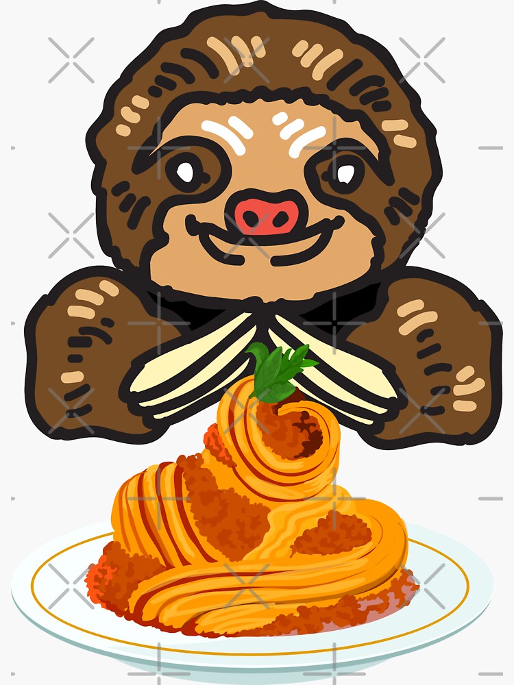 "Sloth Pasta" Sticker for Sale by HafsaAdnan | Redbubble