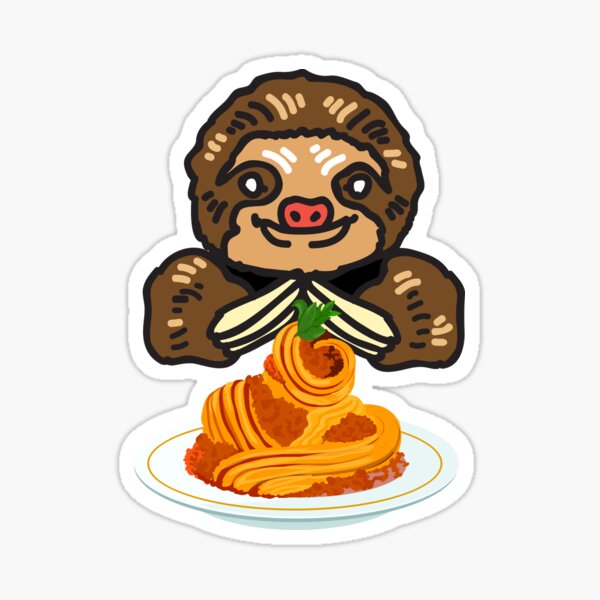 "Sloth Pasta" Sticker for Sale by HafsaAdnan | Redbubble