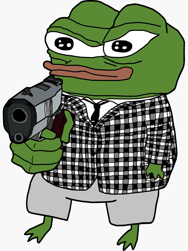 "Apu Benny Pepe Gun" Sticker by Slav-Art | Redbubble