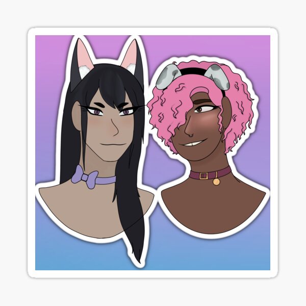 "Cat girl and dog girl" Sticker for Sale by Sssunflorwe | Redbubble