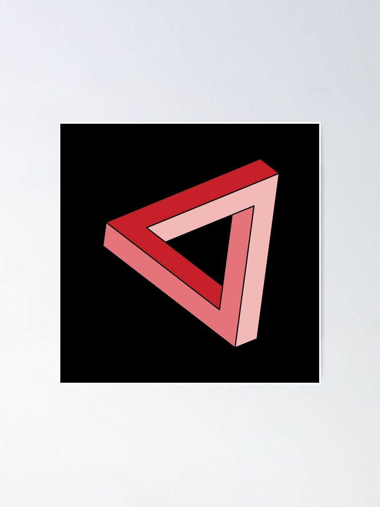 "Red Impossible Triangle Optical Illusion" Poster for Sale by ...