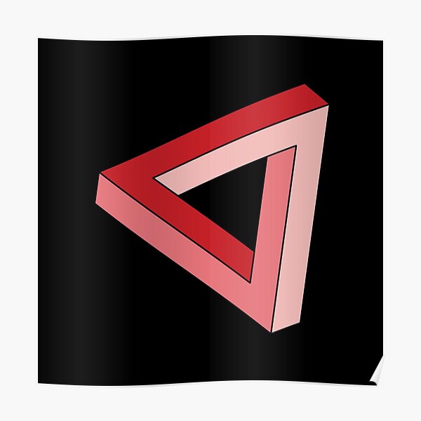 "Red Impossible Triangle Optical Illusion" Poster for Sale by ...