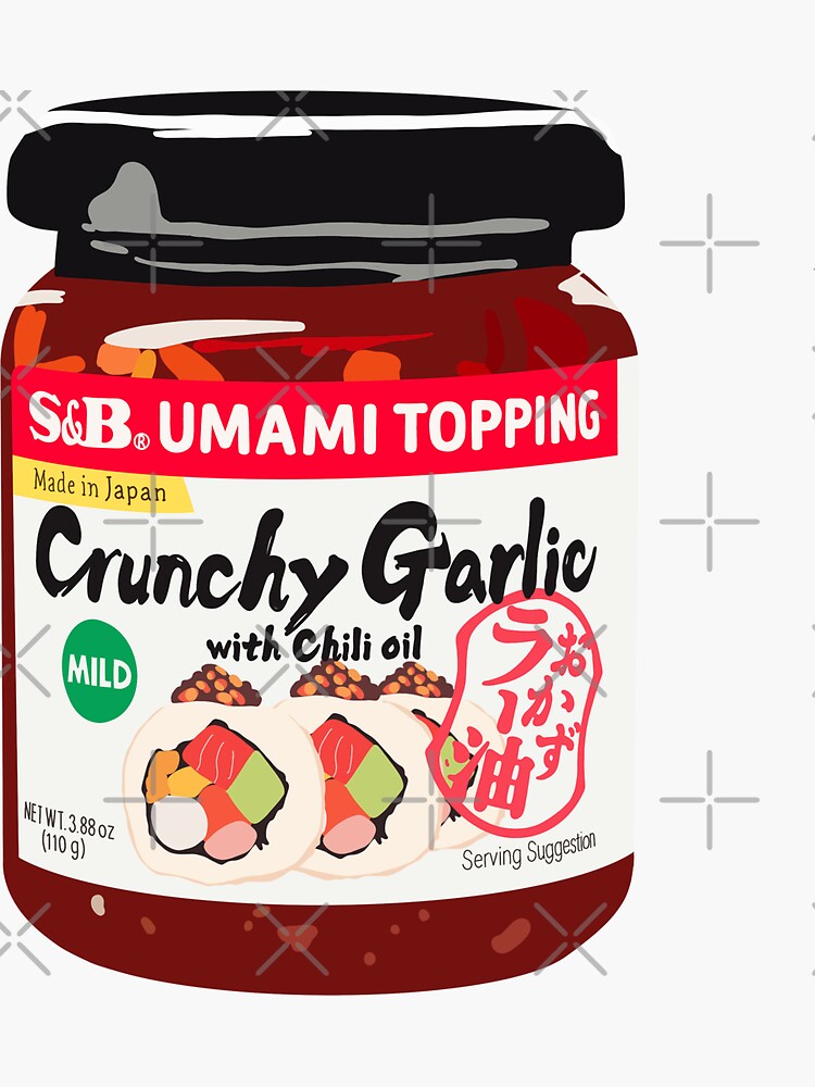 "crunchy garlic chili oil" Sticker for Sale by izzigrace6 | Redbubble