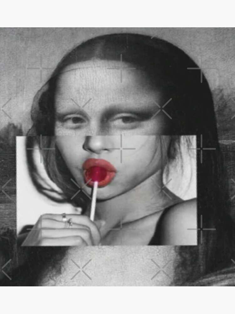 "Mona Lisa Lollipop Black and White" Sticker for Sale by famousartwork ...