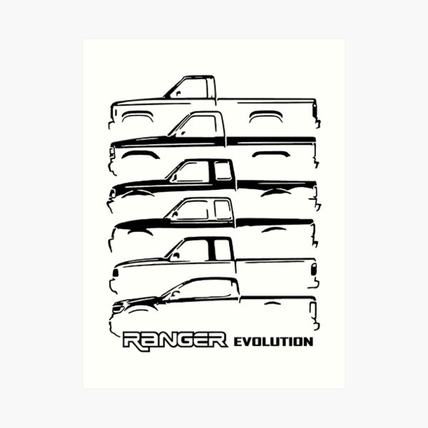 "1983-2019 Ford Ranger Pickup Truck Evolution Classic Outline Design ...