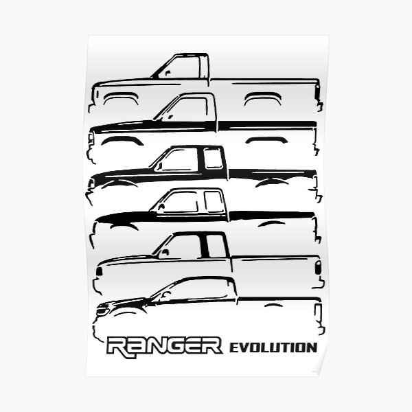 "1983-2019 Ford Ranger Pickup Truck Evolution Classic Outline Design ...