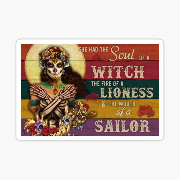 "Day of the Dead Sugar skull Woman soul of a witch " Sticker for Sale ...