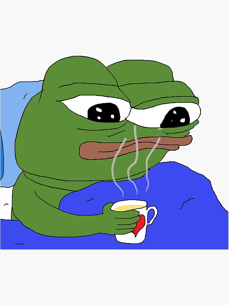 "Pepe the Frog Drinking tea | Sad Pepe the Frog | Funny Meme " Sticker ...