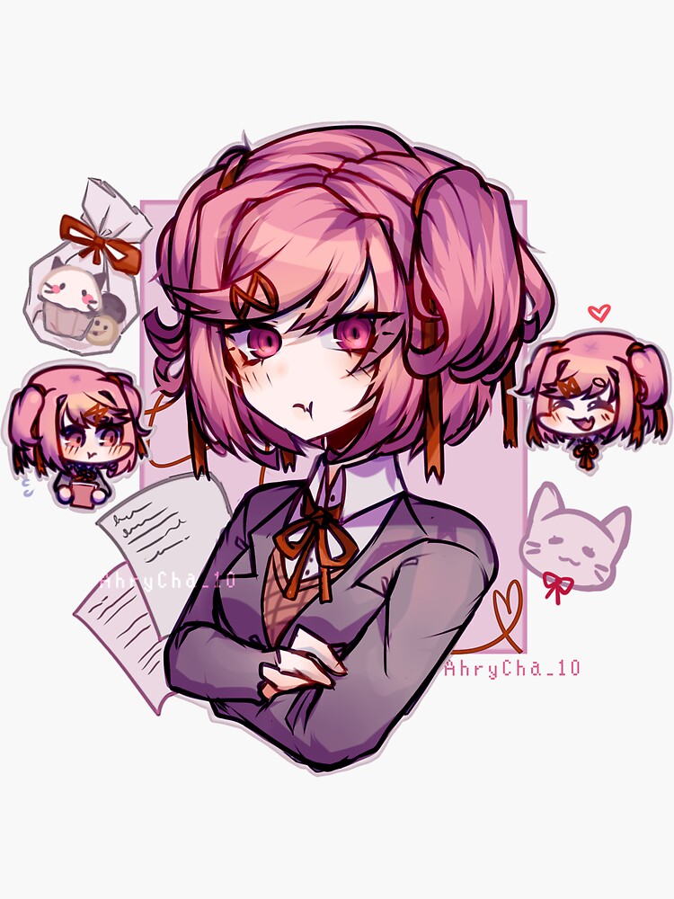 "Natsuki (Fanart)" Sticker for Sale by ahrychaworking | Redbubble