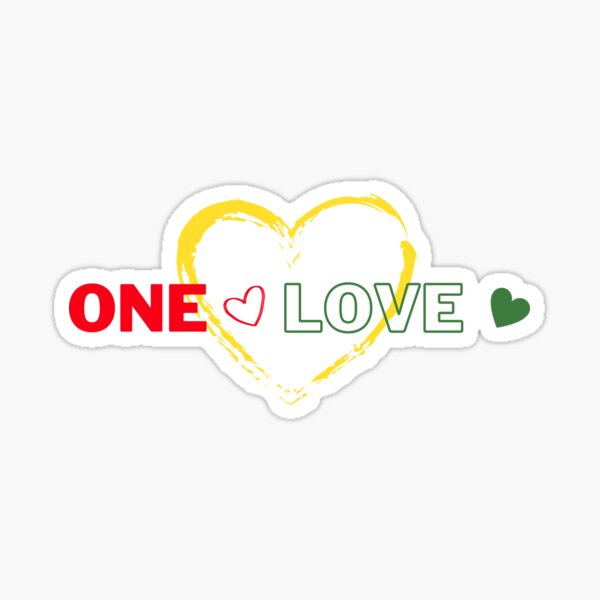 "One Love Design with Hearts T-Shirt" Sticker for Sale by irieShop ...
