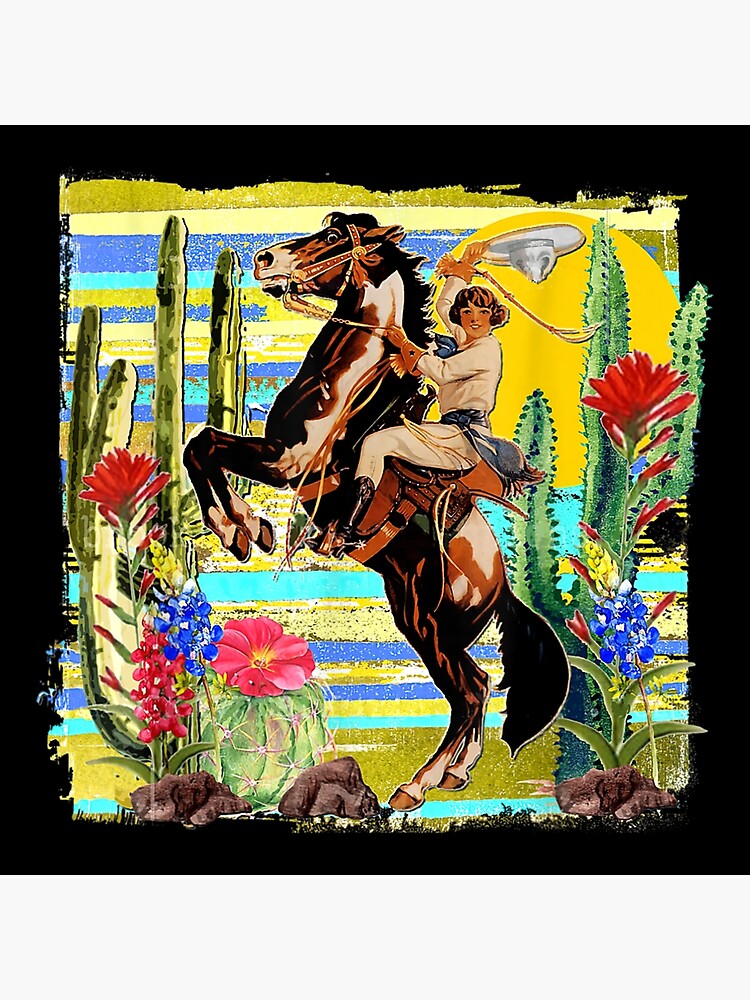 "Cowhide Texas Cactus Serape Western Rodeo Cowgirl" Poster for Sale by ...