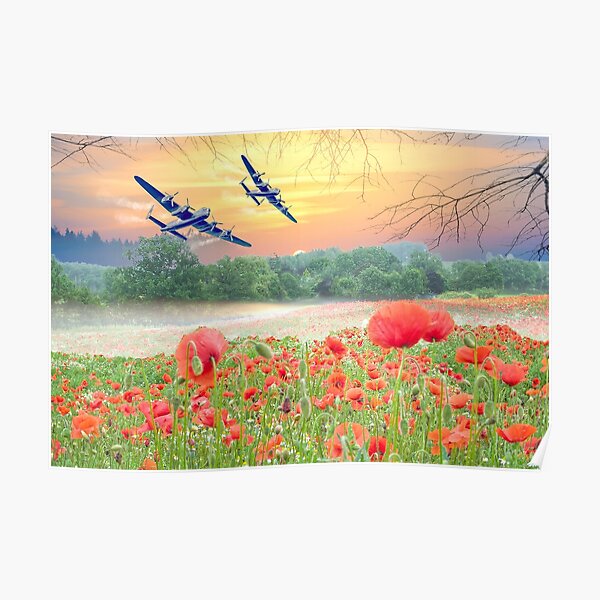 "Poppy Field Lancaster Bombers " Poster by Alisonchambers2 | Redbubble