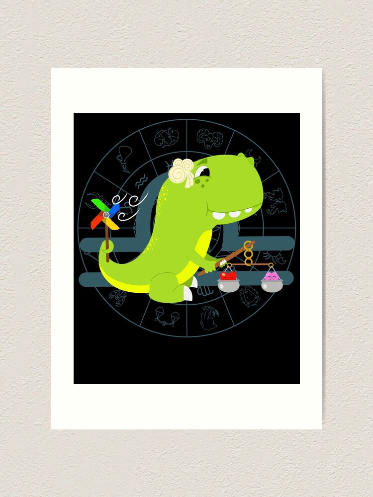 "Cute Libra Zodiac Sign Astrology T-Rex Dinosaur Horoscope" Art Print ...
