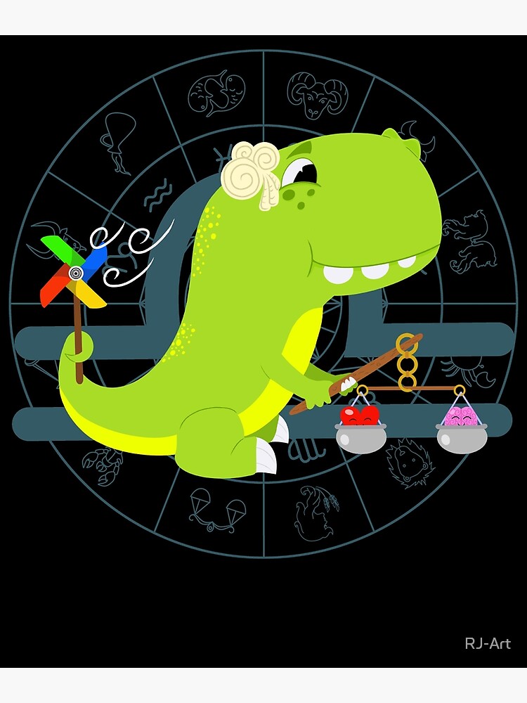 "Cute Libra Zodiac Sign Astrology T-Rex Dinosaur Horoscope" Art Print ...