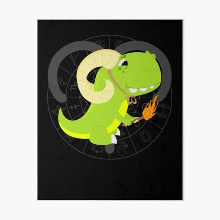 "Cute Aries Zodiac Sign Astrology T-Rex Dinosaur Horoscope" Art Board ...
