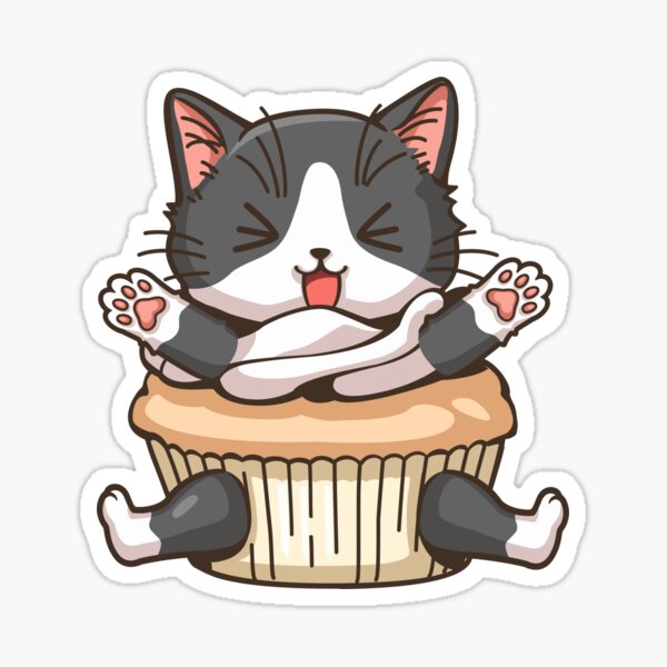 "Laughing Cupcake Cat " Sticker for Sale by FunckyDesigns | Redbubble