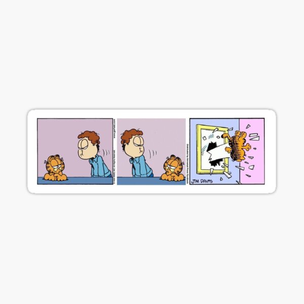 "Garfield Thrown Out The Window" Sticker for Sale by JamiePullThatUp ...