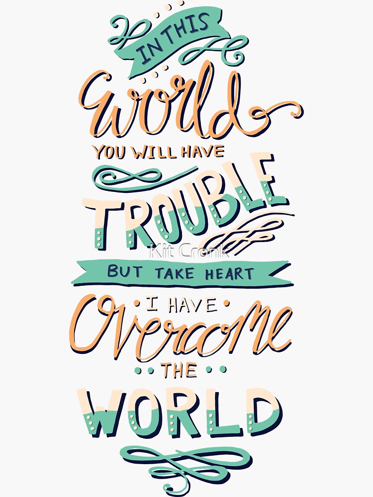 "Overcome The World - Bible Verse Lettering Typography" Sticker for ...