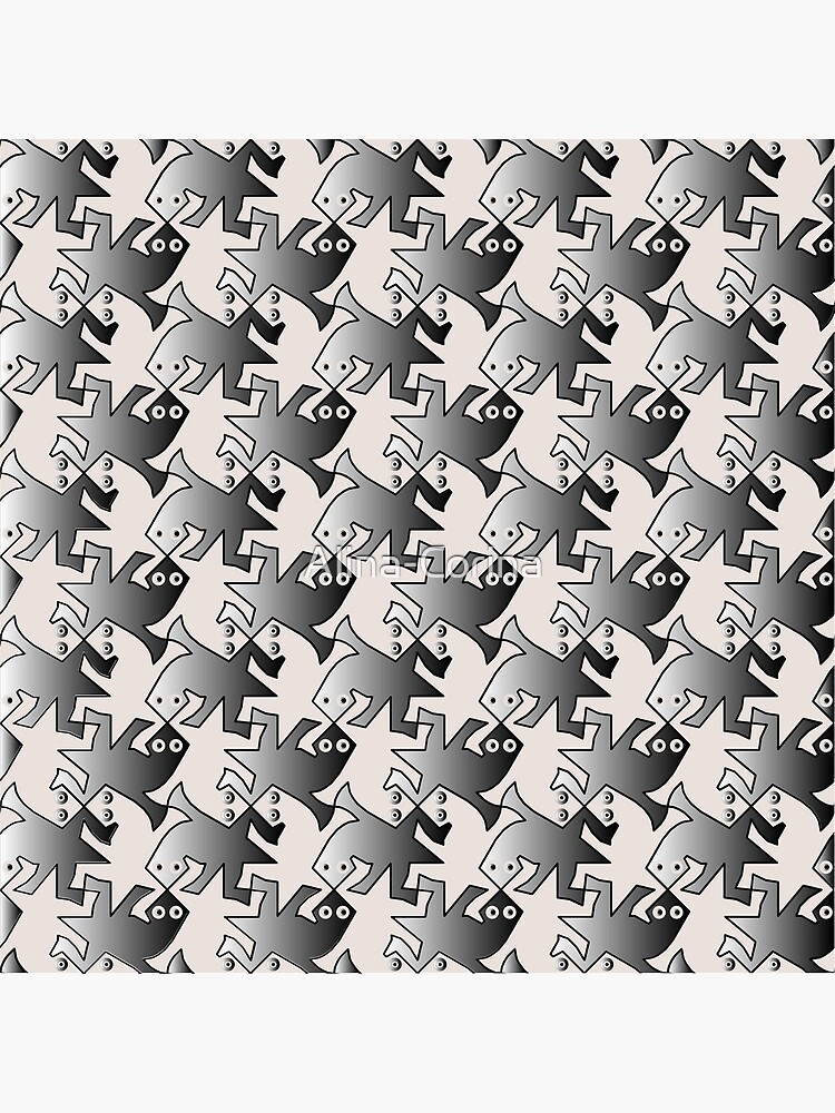 Seamless lizards tessellation | Gray vector image of lizards in a ...