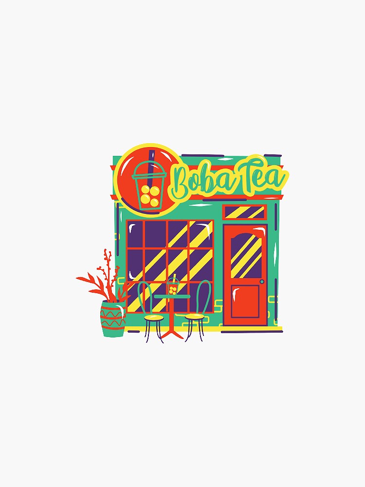 "Lovely Boba Tea café " Sticker for Sale by Noor-alhuda | Redbubble