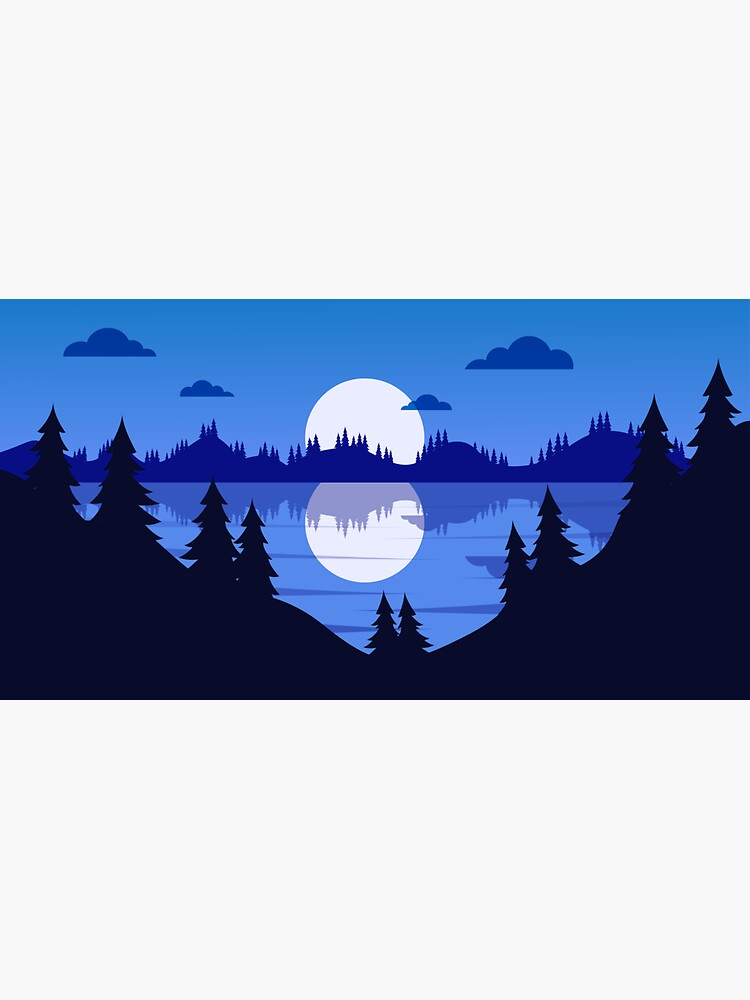 "landscape with forest and moon over water" Sticker for Sale by Moranna ...