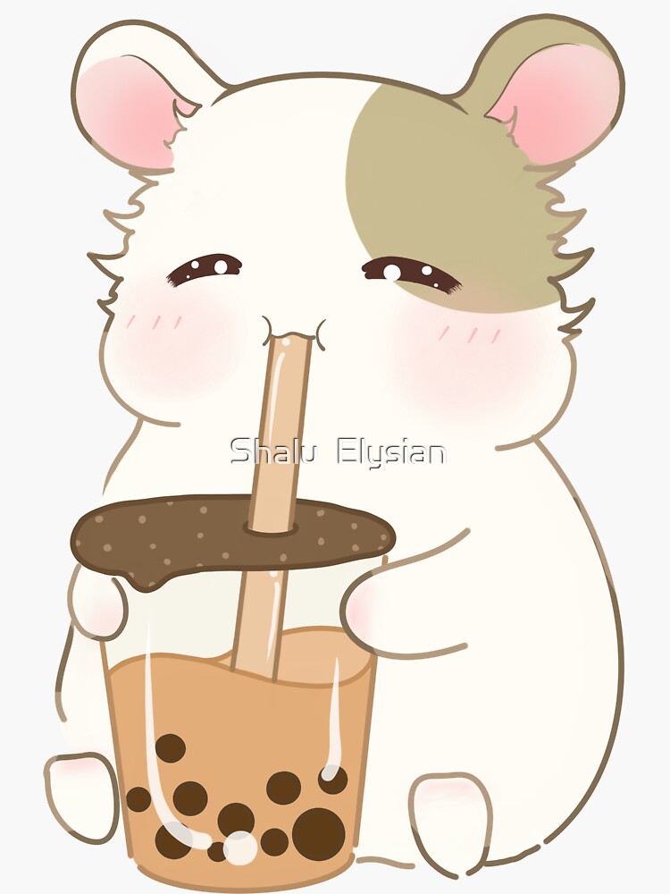 "Cute little hamster drinking boba tea" Sticker for Sale by MonaShalu15 ...