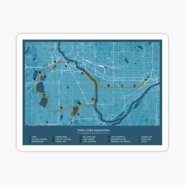 "Twin Cities Marathon (Kilometer Markers)" Sticker for Sale by BGALAXY ...