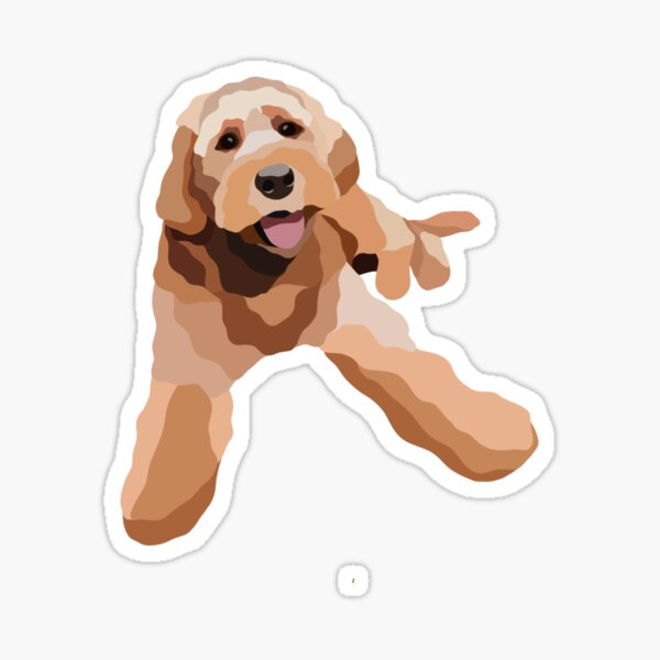 "Groodle Dog Portrait Digital Illustration" Sticker for Sale by ...