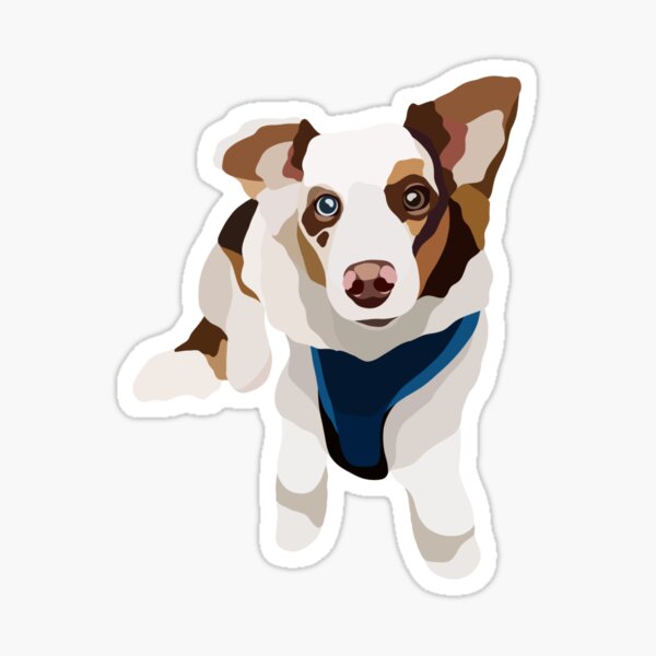 "Mini Aussie Dog Portrait Digital Illustration" Sticker for Sale by ...