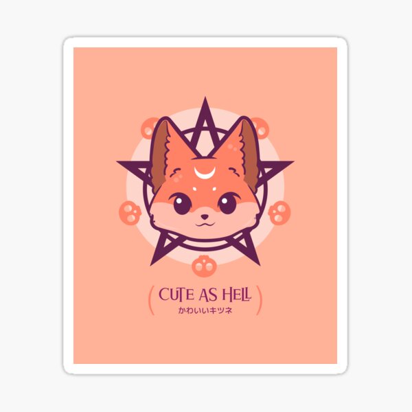 "Cute as Hell | かわいいキツネ" Sticker for Sale by AladdinMktgs | Redbubble