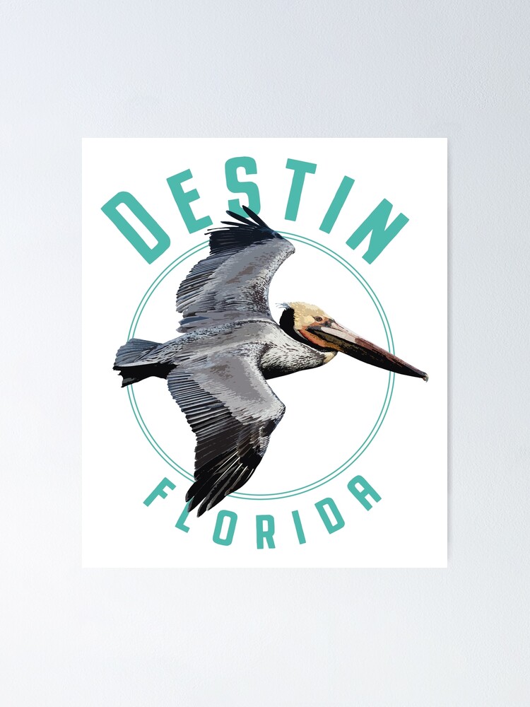 "Destin Florida Pelican Design" Poster for Sale by Futurebeachbum ...