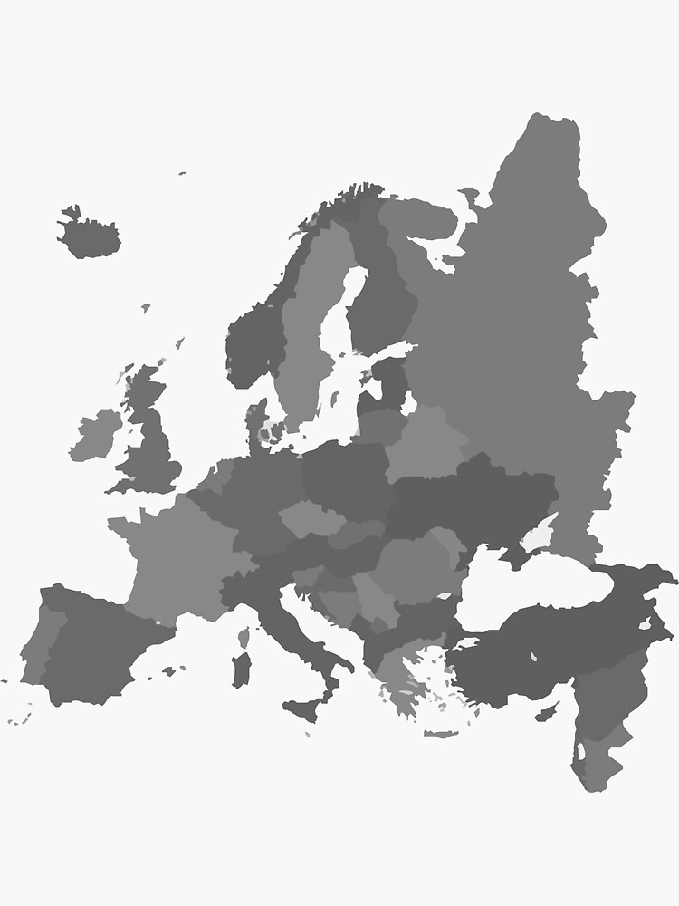 "Map of Europe - Greyscale" Sticker for Sale by mitevisuals | Redbubble