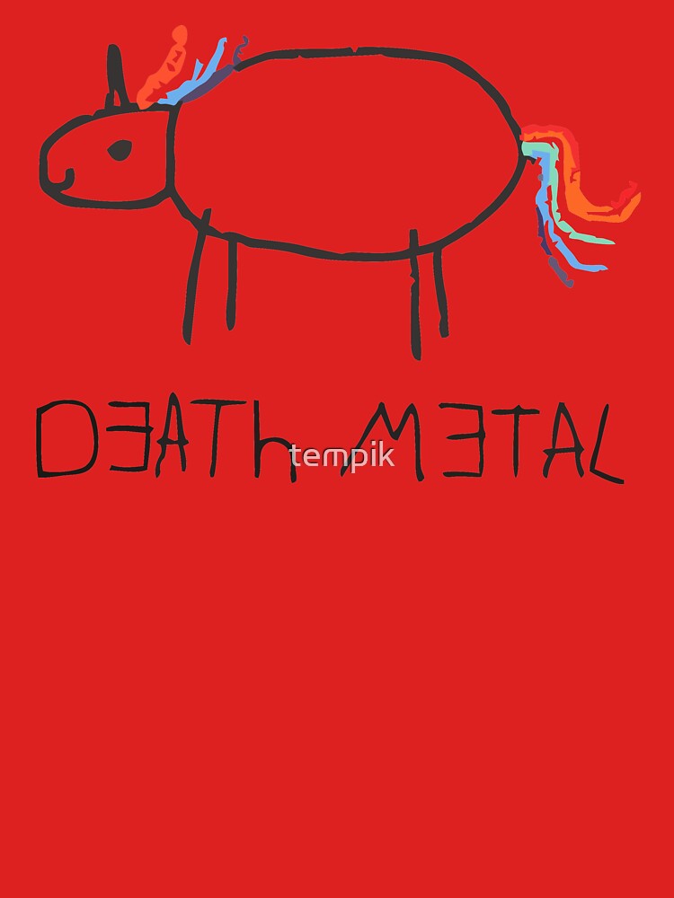 "Death Metal Unicorn (Crayon)" Essential T-Shirt for Sale by tempik ...
