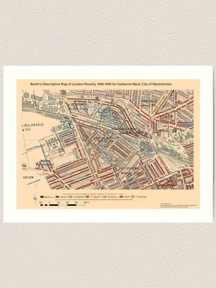 "Booth's Map of London Poverty for Golborne ward, Westminster" Art ...