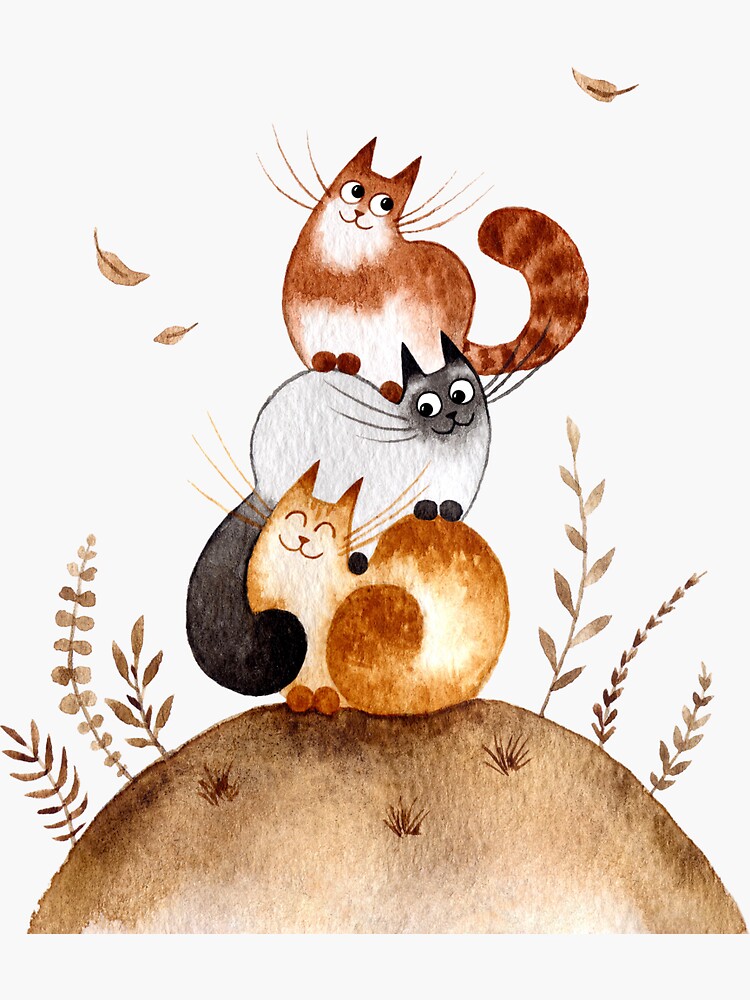 "Cat trio" Sticker by Liubka | Redbubble
