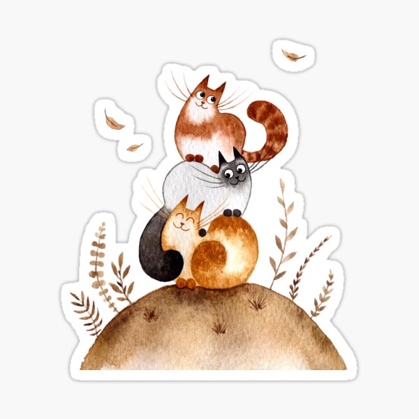 "Cat trio" Sticker by Liubka | Redbubble