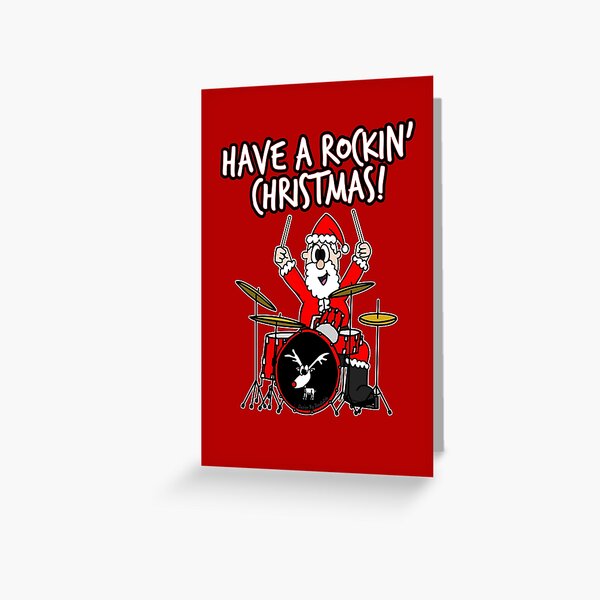 "Have A Rockin' Christmas Santa Drumming Drummer Drums" Greeting Card ...