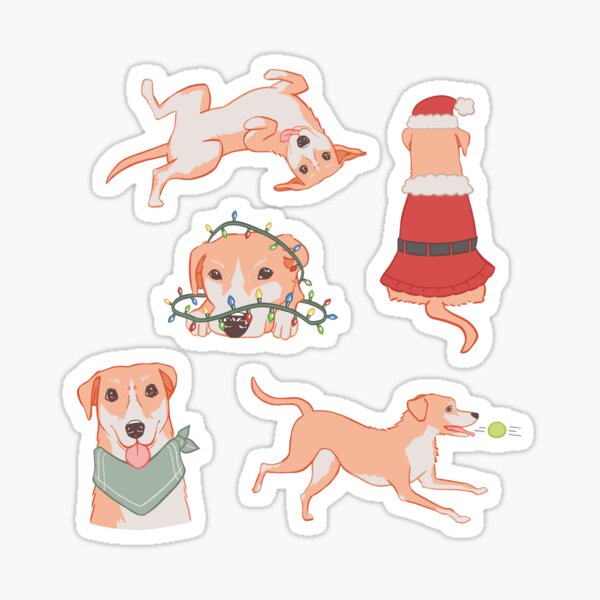"Christmas Dog Sticker Pack" Sticker for Sale by brisiq | Redbubble