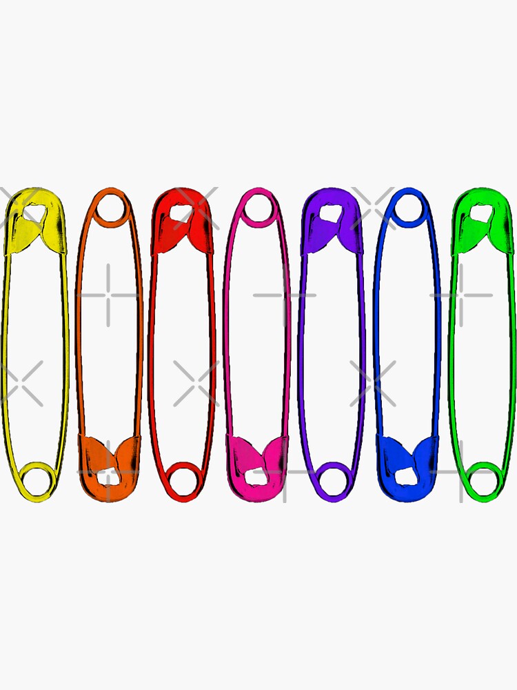 "Rainbow Safety Pins" Sticker for Sale by Thelittlelord | Redbubble