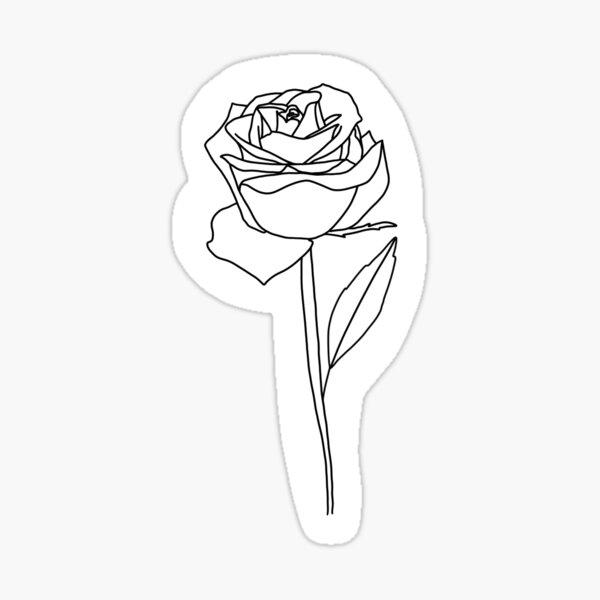 "Simple Rose Flower Line Drawing" Sticker for Sale by makesbymiss ...