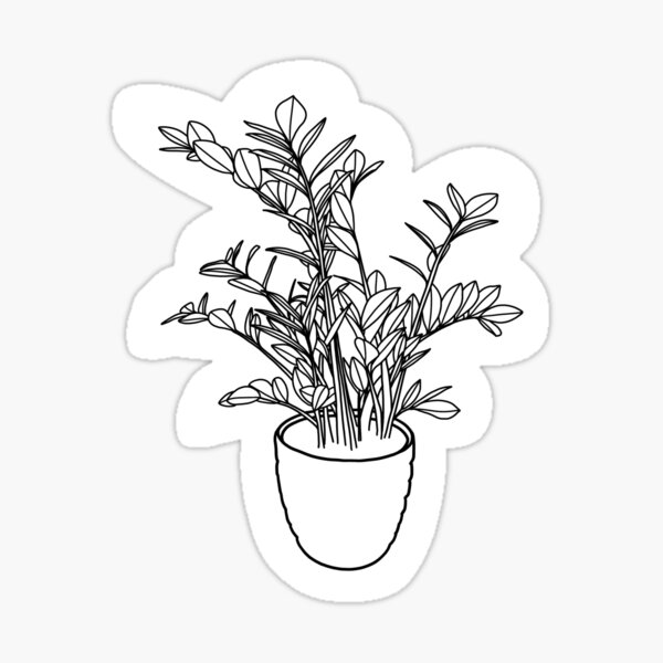 "ZZ Houseplant Line Drawing" Sticker by makesbymiss | Redbubble