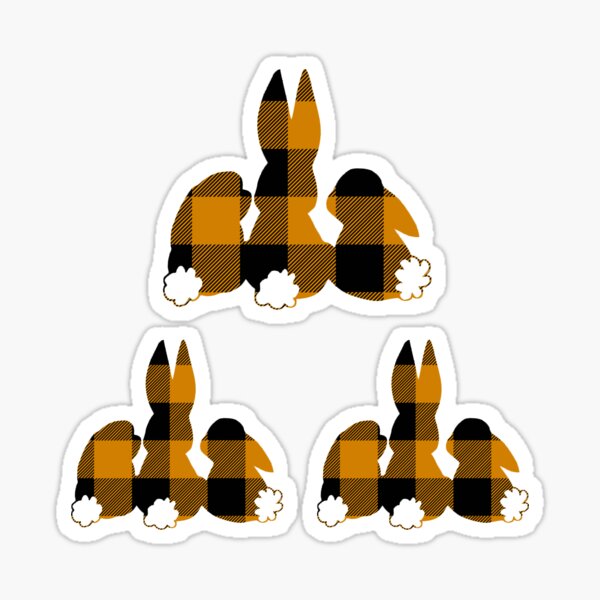 "Cute Orange Plaid Rabbit Trio" Sticker for Sale by Dallas-Artworks | Redbubble