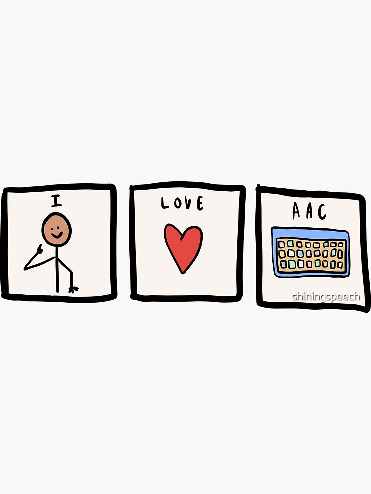 "I love AAC Sticker" Sticker for Sale by shiningspeech | Redbubble
