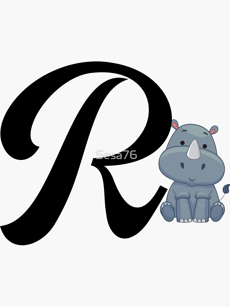 "R for Rhino ( letter ) ( alphabet )" Sticker for Sale by Sesa76 ...