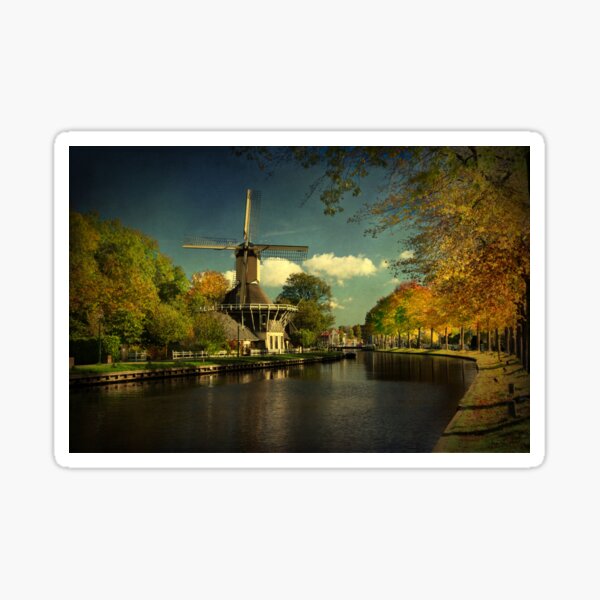 "Autumn Glow on Dutch Windmill" Sticker for Sale by AnnieSnel | Redbubble
