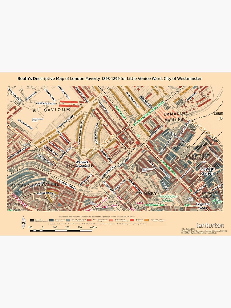 Pegatina «El mapa de Booth de Londres La pobreza para el barrio de ...